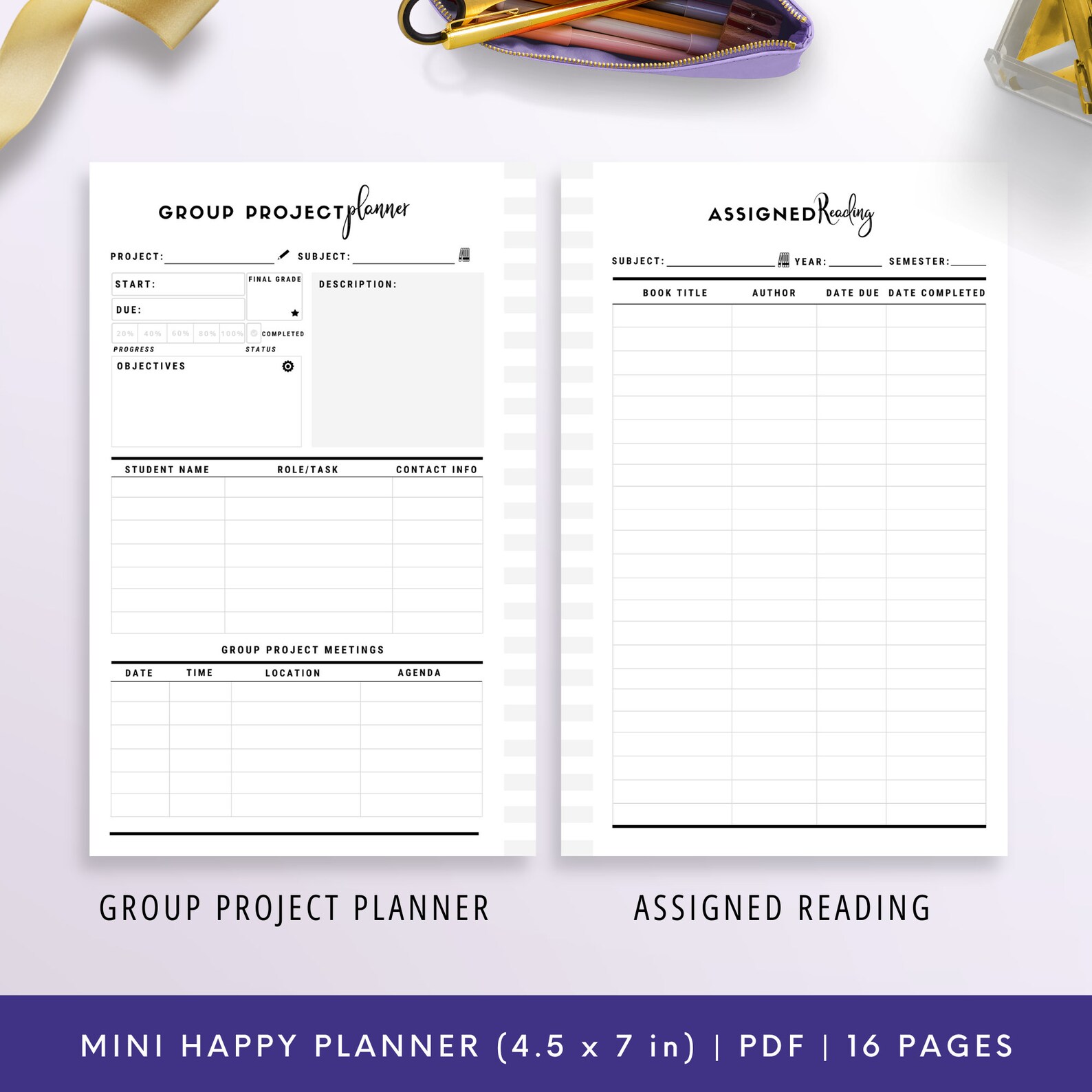 Mini HP Student Planner Printable Study Planner School - Etsy