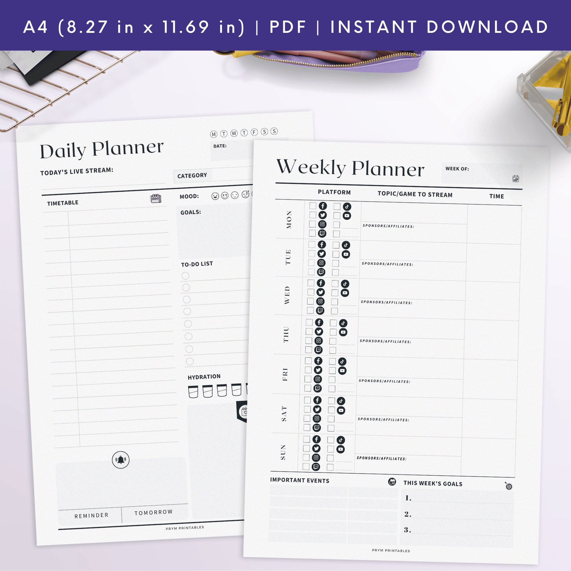2026 Live Stream Planner, Live Streaming Planner, Streamer Planner ...