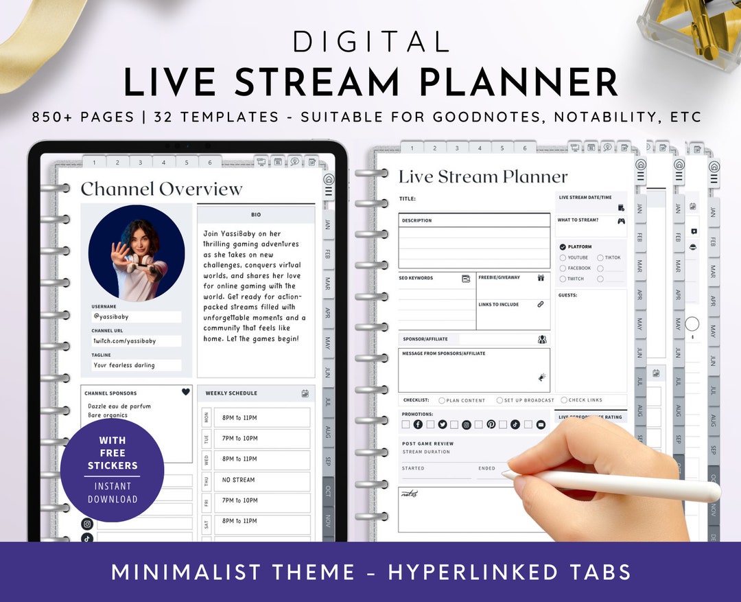 Digital Live Stream Planner, Live Streaming Planner, Streamer Planner ...