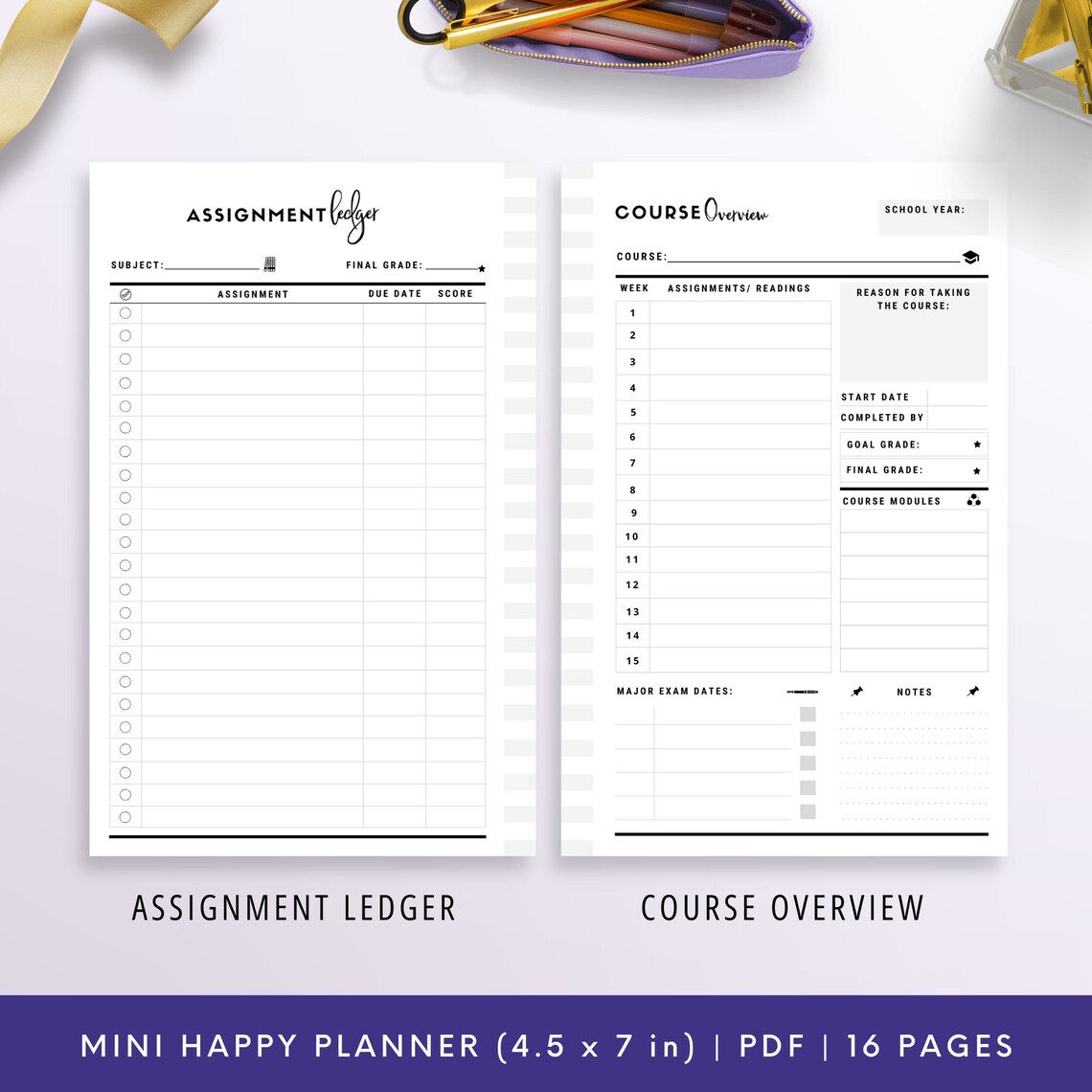 Mini HP Student Planner Printable Study Planner School - Etsy