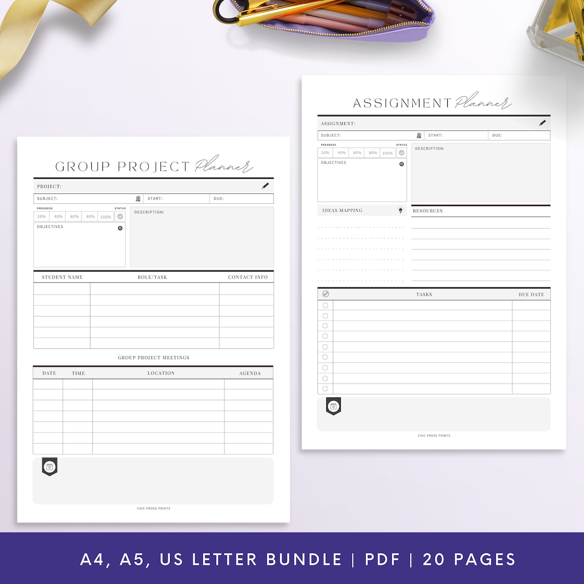 Minimalist Student Planner, Study Planner for College, School Planner ...