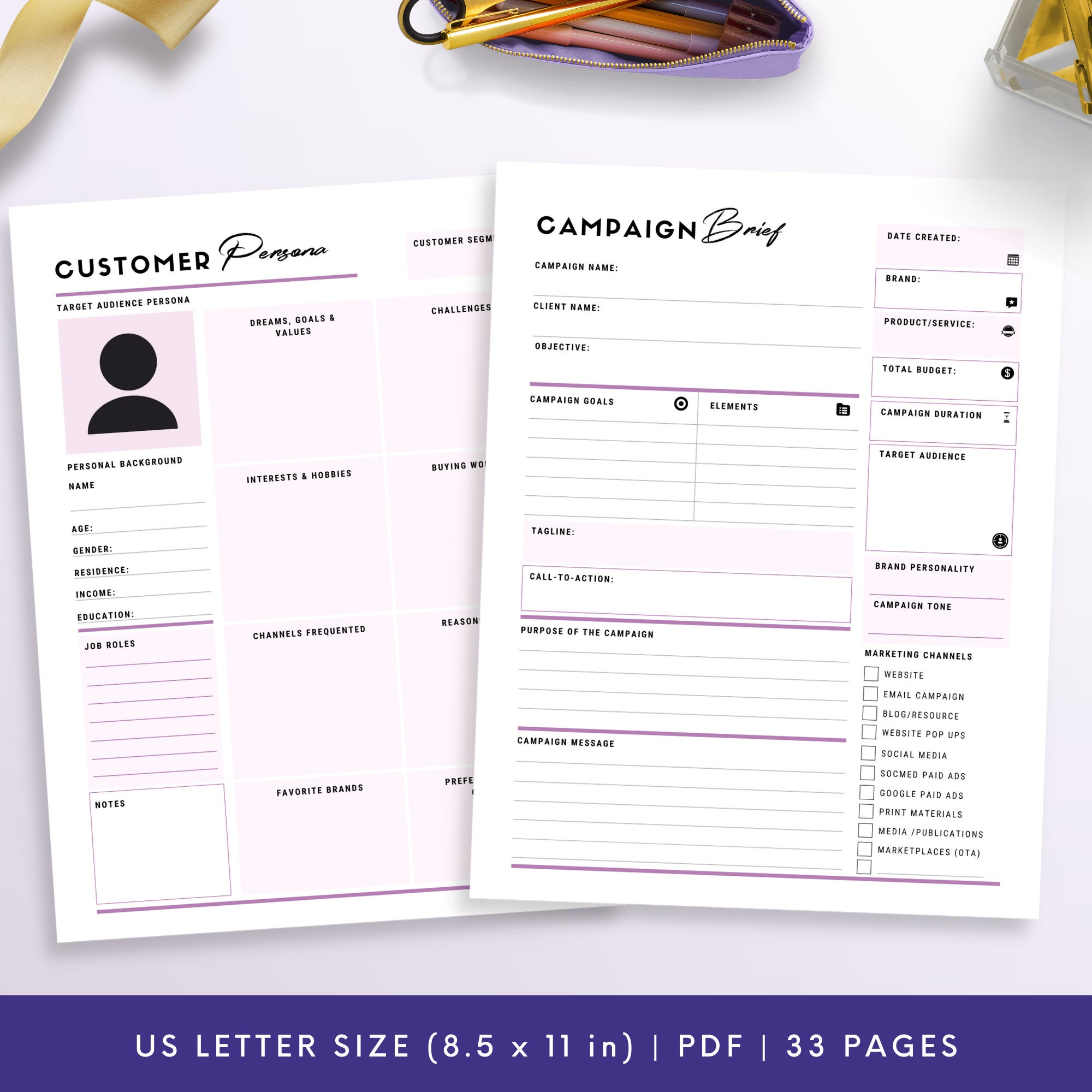 US Letter, Marketing Campaign Planner, 33 Pages, Marketing Campaign ...