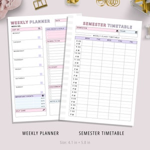 A6, Student Planner Printable , Study Planner, School Planner, College ...