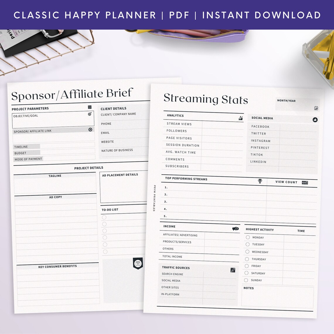 Classic HP Live Stream Planner, Live Streaming Planner, Streamer ...