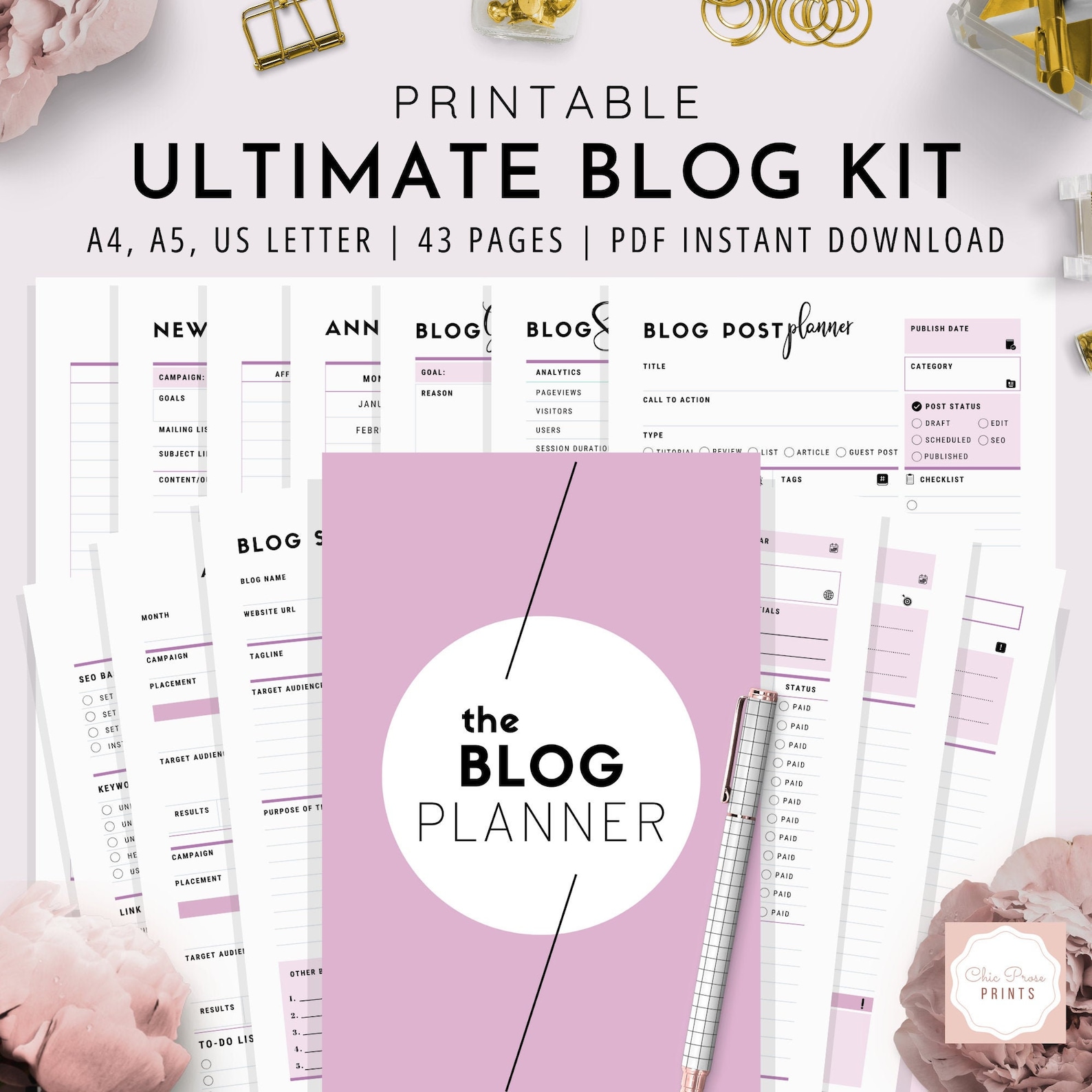 Ultimate Blog Planner, A4, A5, US Letter, Blogging Kit, Blogger Kit ...