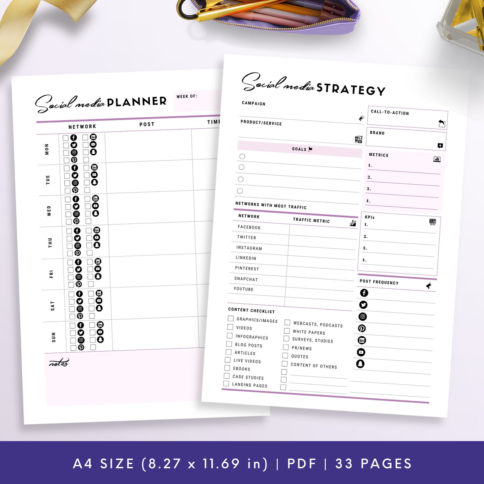 A4, Marketing Campaign Planner, 33 Pages, Marketing Campaign Templates ...
