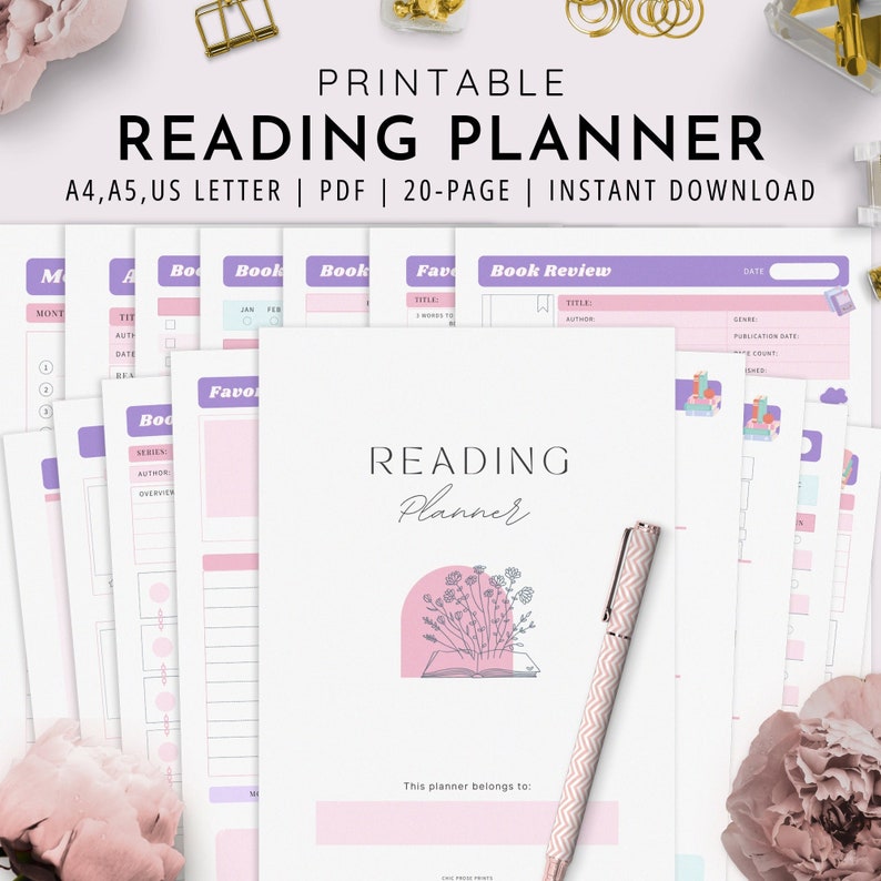 Cute Reading Planner, Reading Tracker, Book Lovers Planner, Book ...
