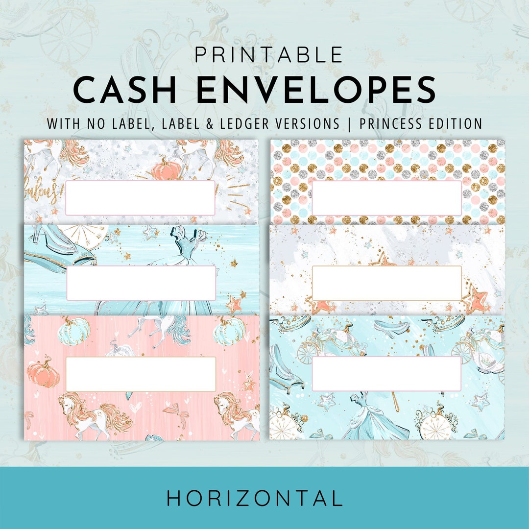 Printable Cash Envelopes Set of 6, Princess Edition, Budget Envelopes ...