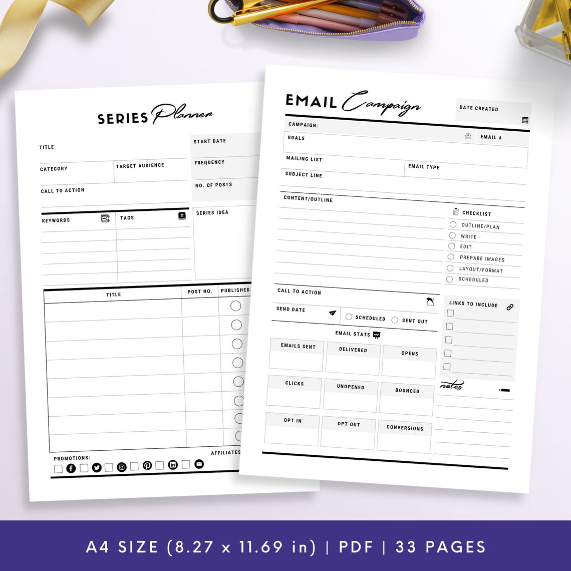 A4 Marketing Campaign Planner 33 Pages 2022 Marketing - Etsy