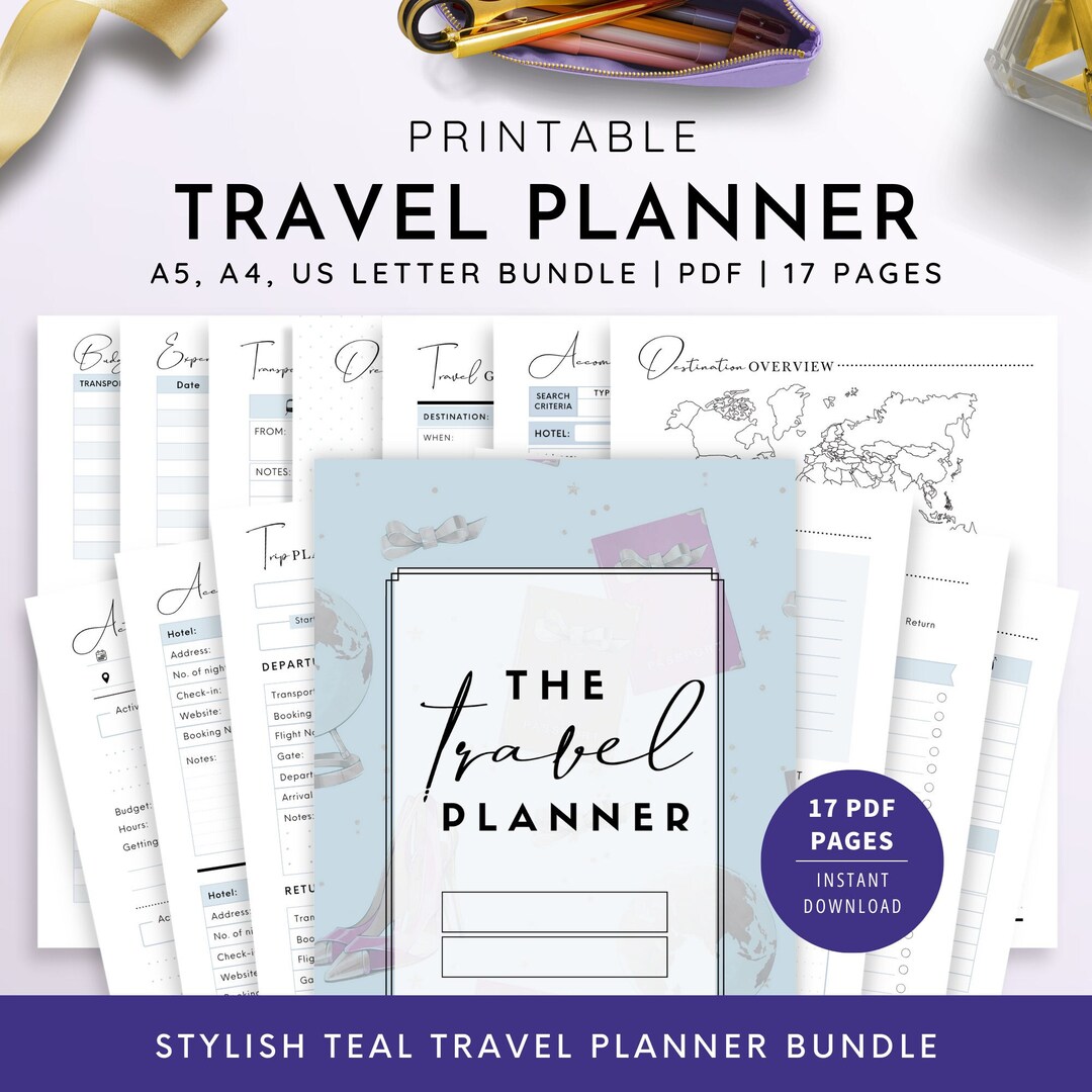 Travel Planner, A4, A5 & US Letter Printable Travel Planner, Vacation ...