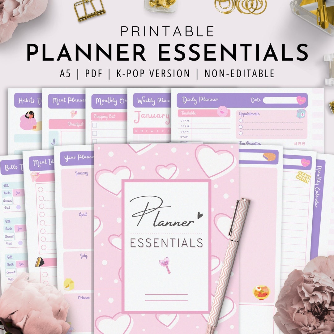 A5, Planner Essentials K-pop Edition | Planner Bundle | Daily Planner ...