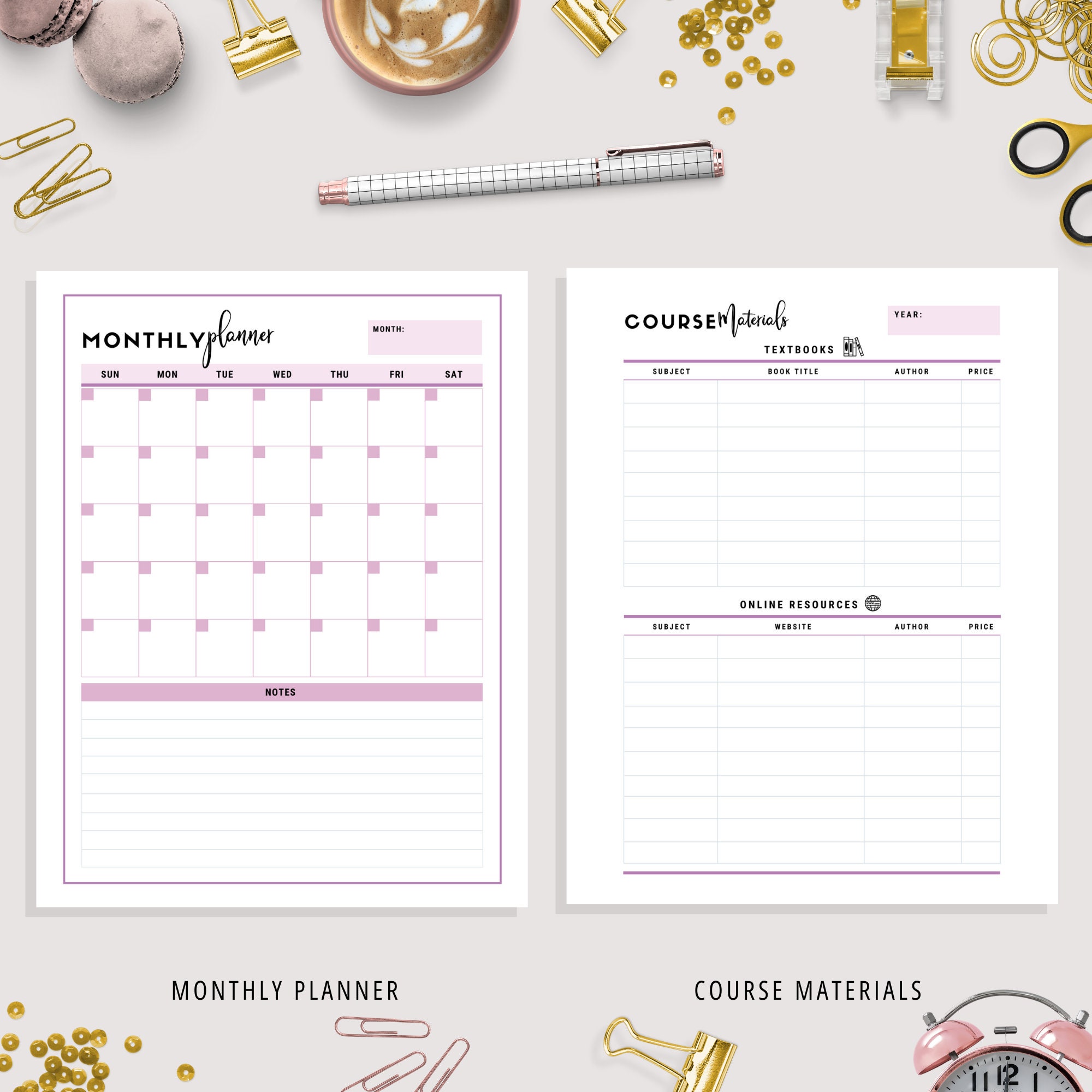 Letter Size Student Planner Printable lavender Study | Etsy Canada