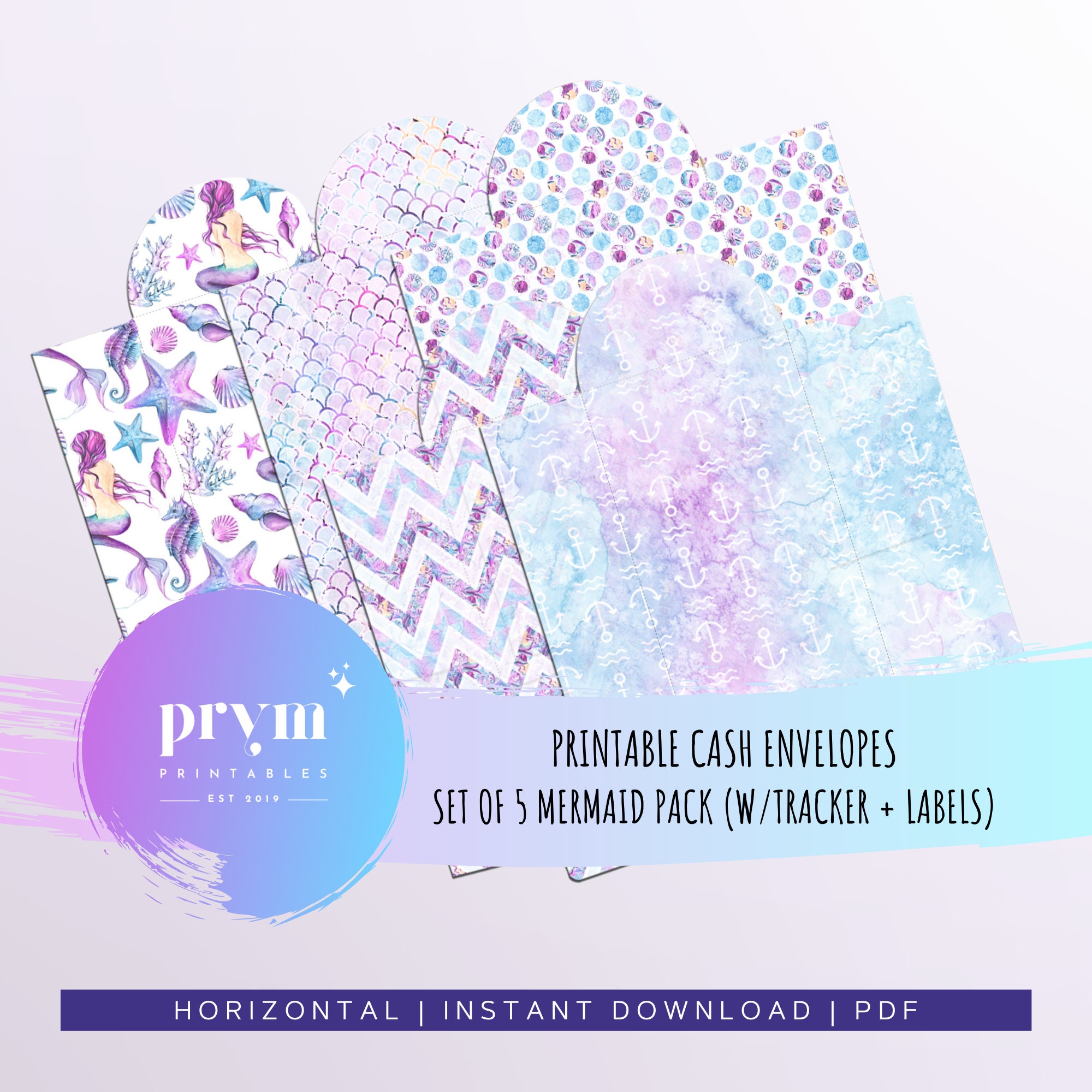 Printable Cash Envelopes Set of 5 Mermaid Pack Budget Envelopes - Etsy