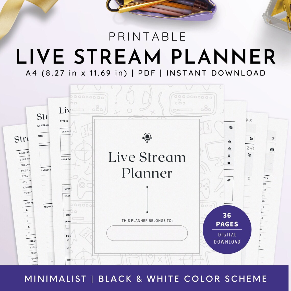 2024 Live Stream Planner, Live Streaming Planner, Streamer Planner, Stream Organizer, Game ...