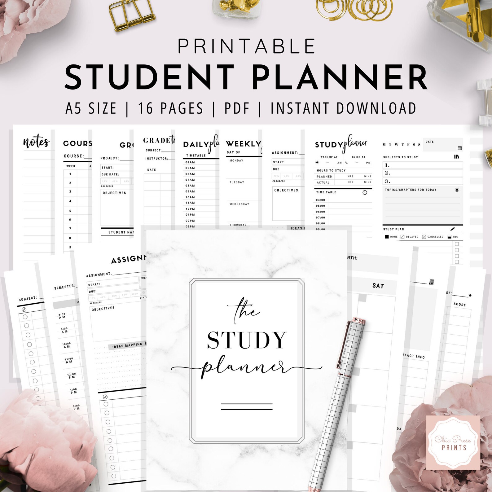 A5 Student Planner Printable Study Planner School Planner | Etsy