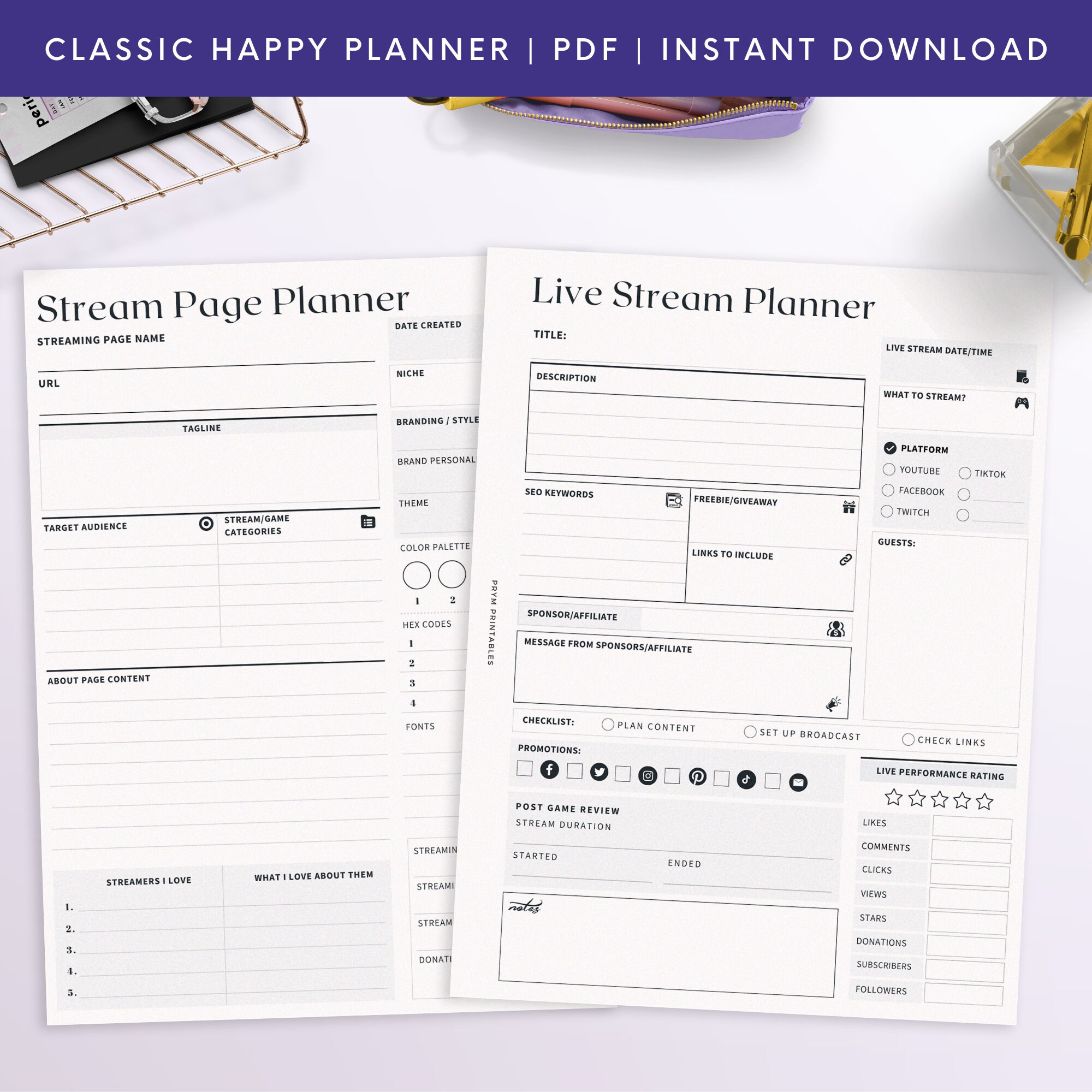 Classic HP Live Stream Planner, Live Streaming Planner, Streamer ...
