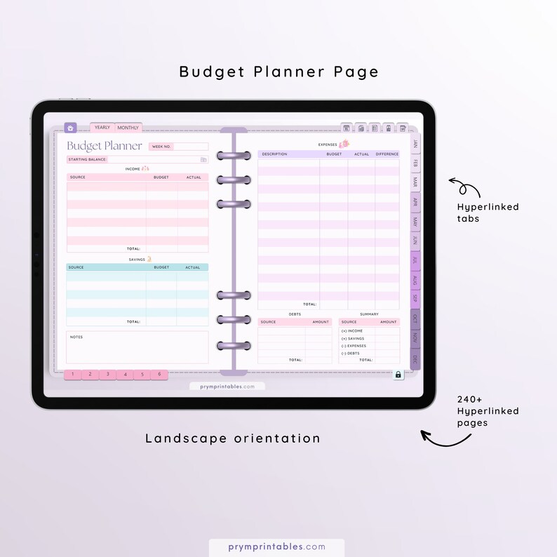 Digital Budget Planner Undated, Undated Finance Planner, Digital ...
