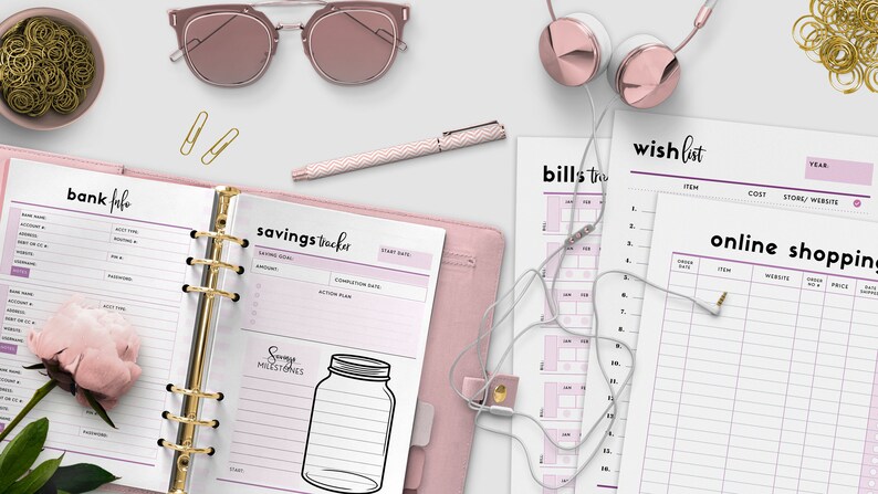 Mini HP Printable Finance Planner Lavender Pink Version - Etsy