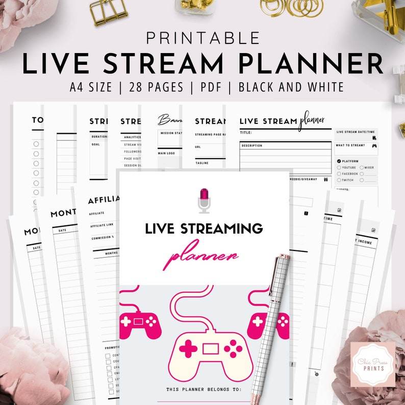 Live Stream Planner, Live Streaming Planner, Streamer Planner, Stream ...