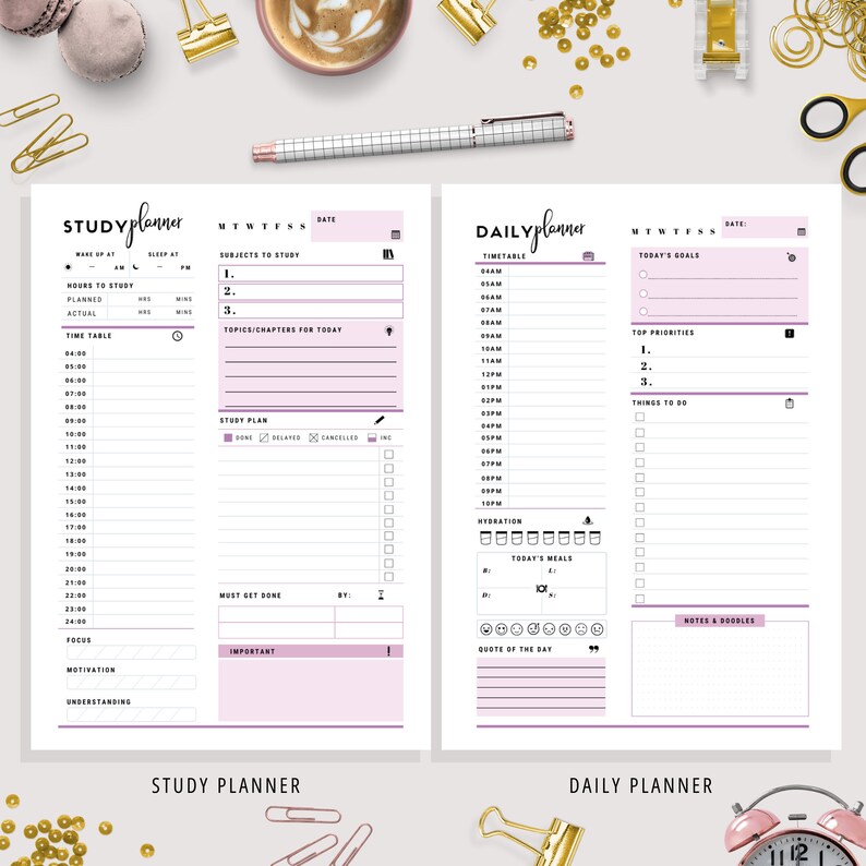 A4 Student Planner Printable Lavender Study Planner | Etsy