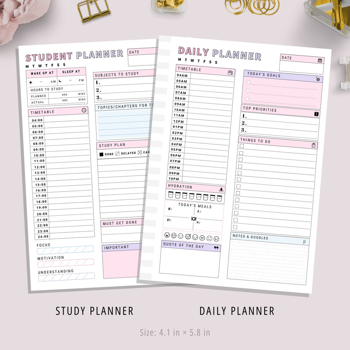 A6, Student Planner Printable , Study Planner, School Planner, College ...