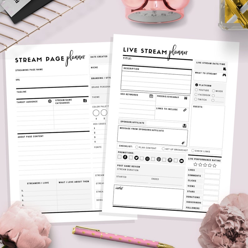 Live Stream Planner, Live Streaming Planner, Streamer Planner, Stream ...
