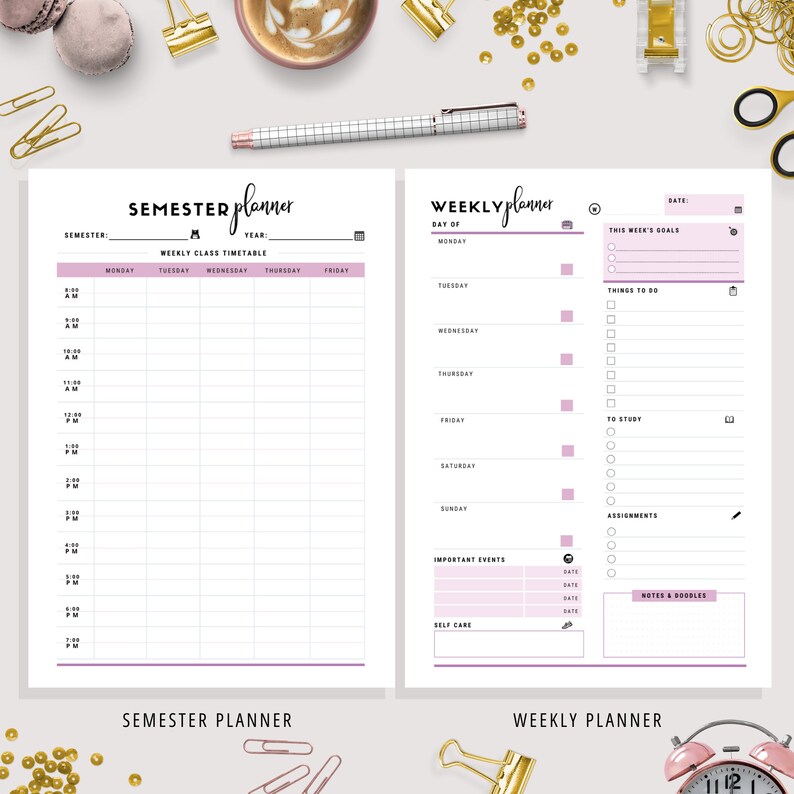 A4 Student Planner Printable Lavender Study Planner | Etsy