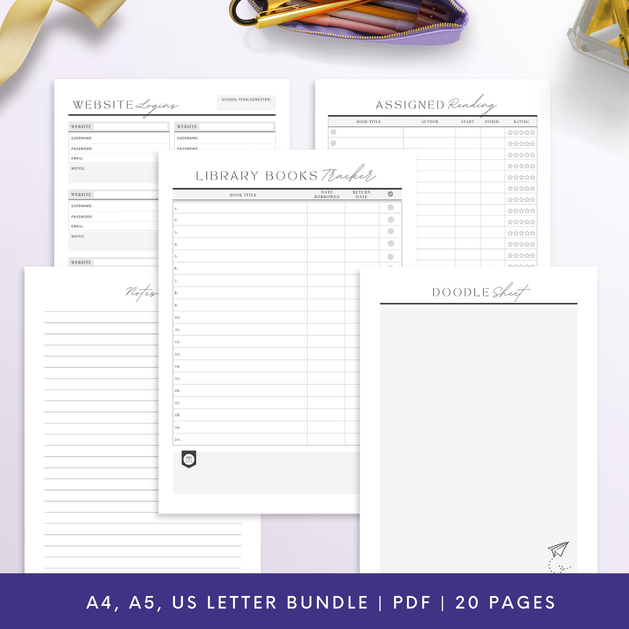 Minimalist Student Planner, Study Planner for College, School Planner ...