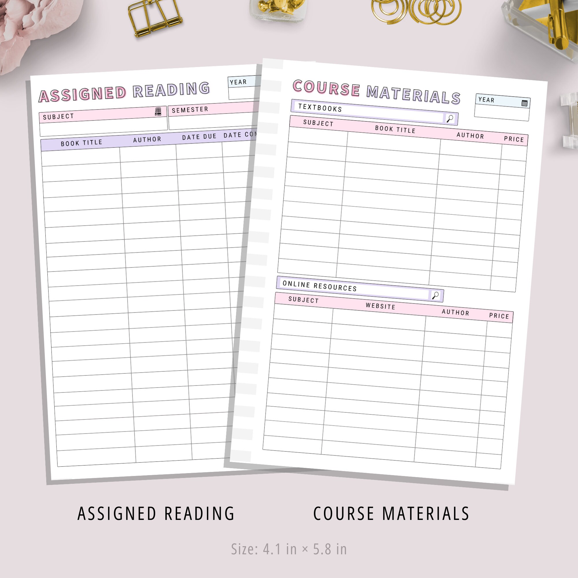 A6, Student Planner Printable , Study Planner, School Planner, College ...