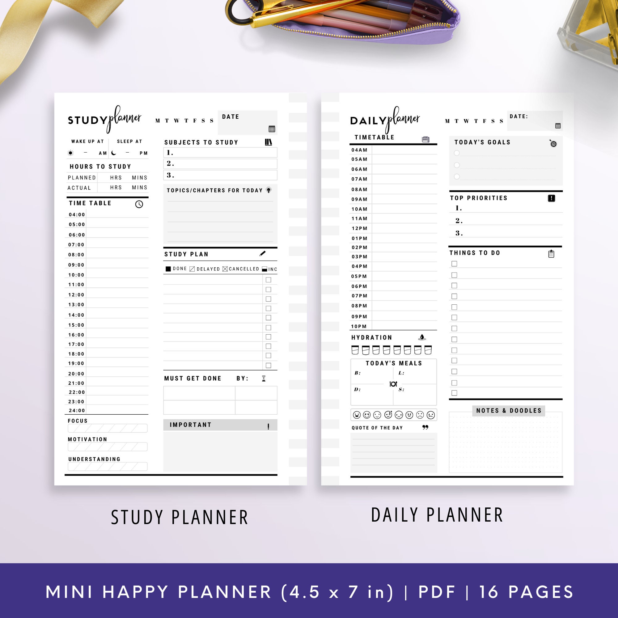 Mini HP, Student Planner Printable , Study Planner, School Planner ...