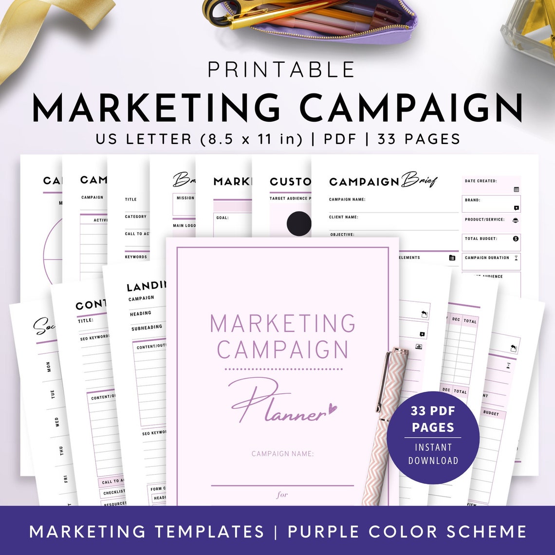 US Letter, Marketing Campaign Planner, 33 Pages, Marketing Campaign ...