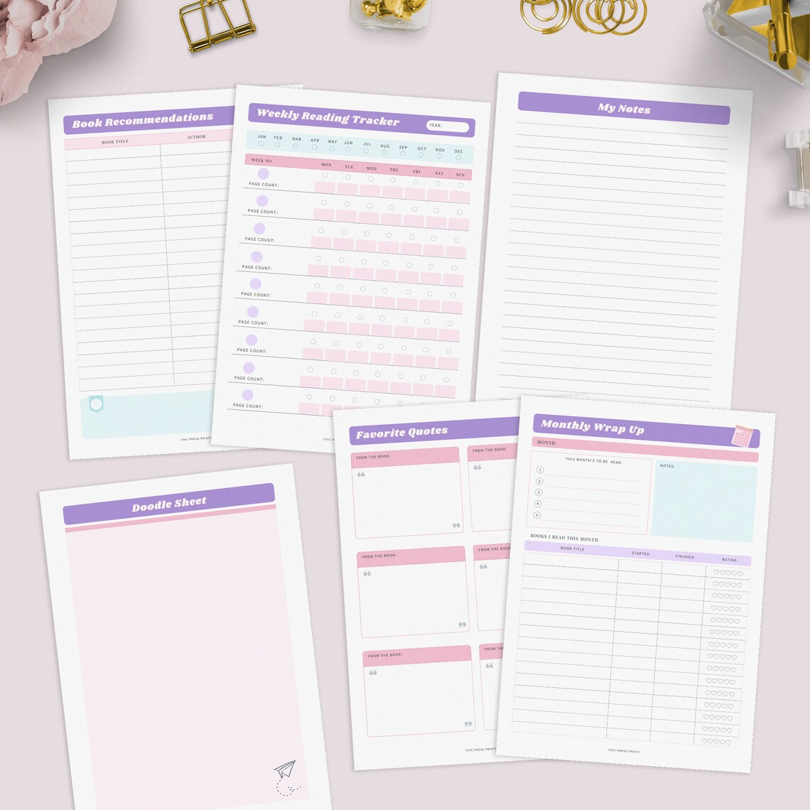 Cute Reading Planner, Reading Tracker, Book Lovers Planner, Book ...