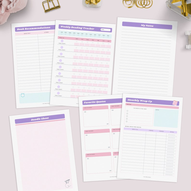 Cute Reading Planner, Reading Tracker, Book Lovers Planner, Book ...