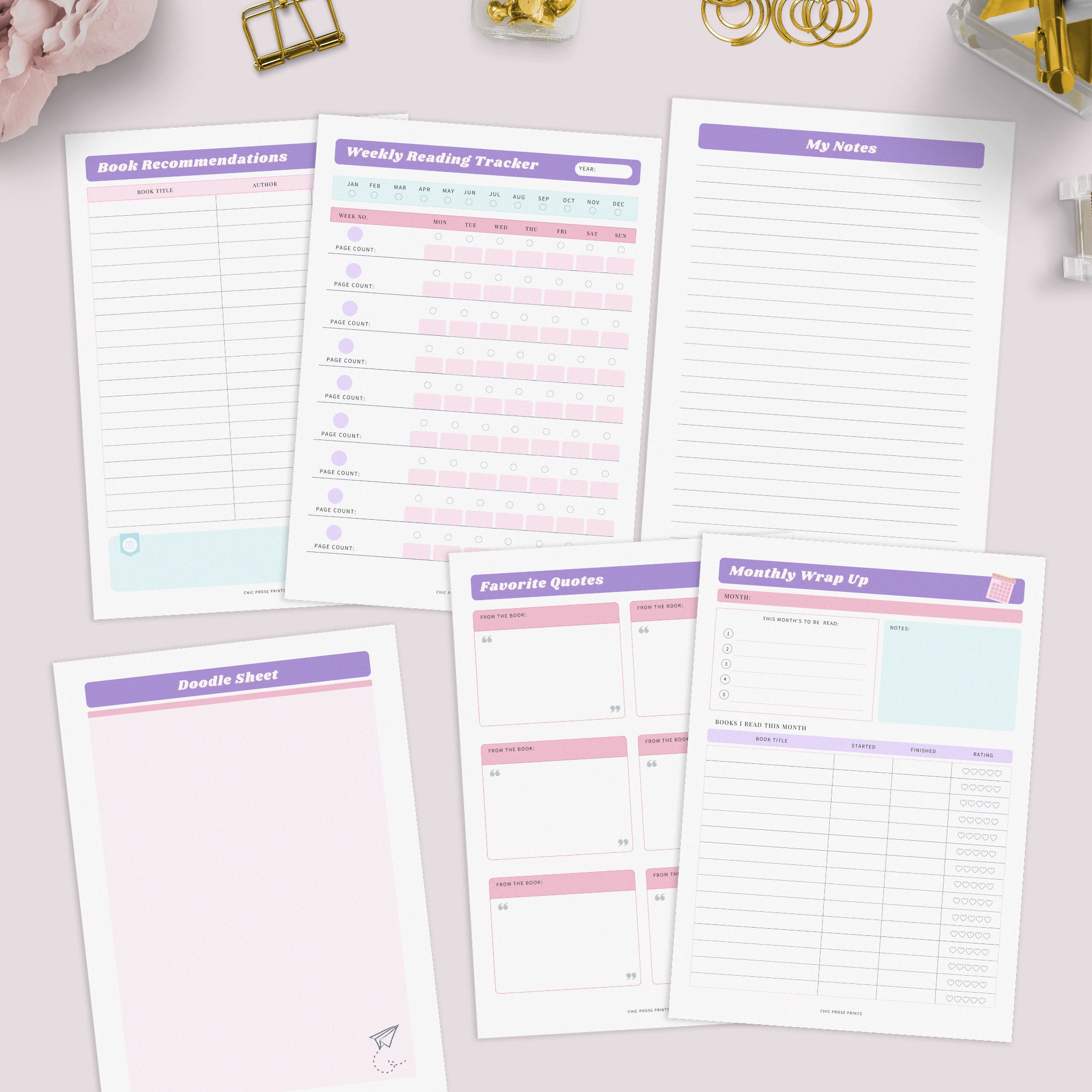 Cute Reading Planner, Reading Tracker, Book Lovers Planner, Book ...