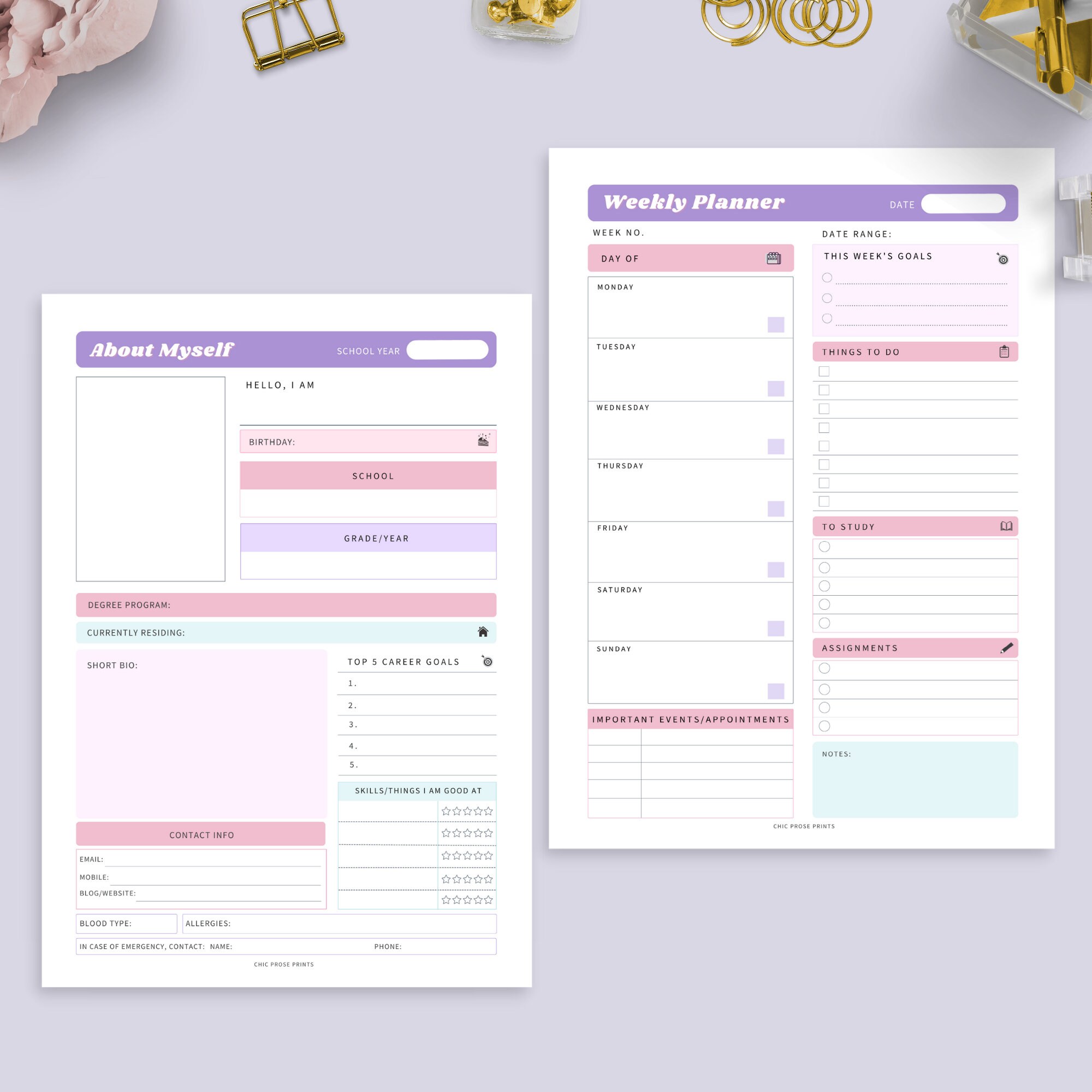 Cute Student Planner, Study Planner for College, School Planner ...