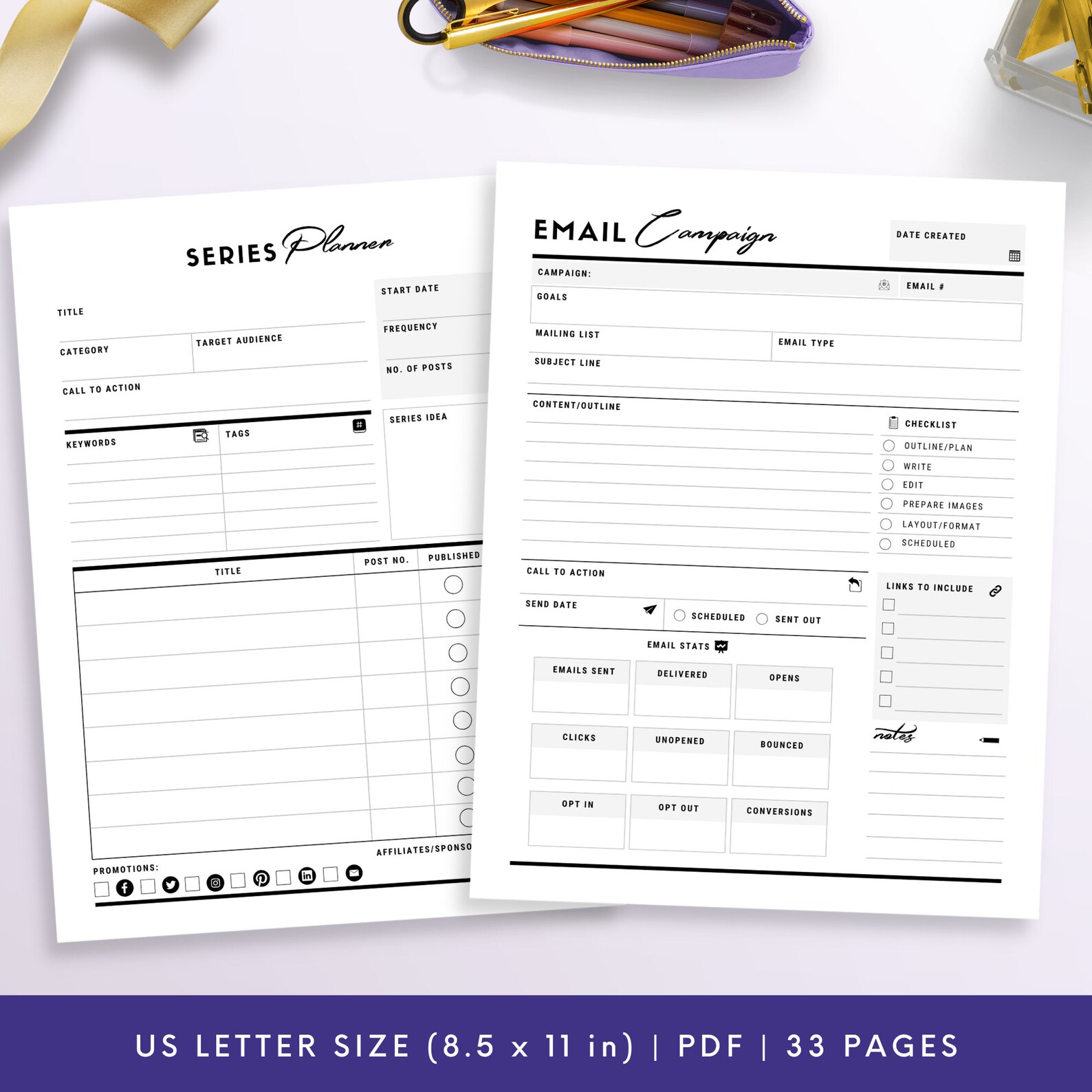 US Letter, Marketing Campaign Planner, 33 Pages, 2022 Marketing ...