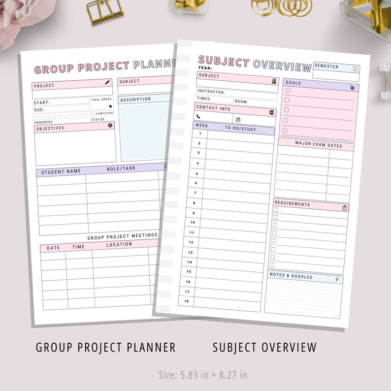 A5, Student Planner Printable , Study Planner, School Planner, College ...
