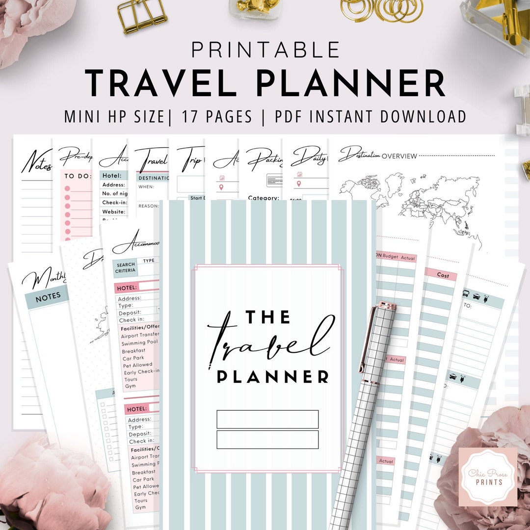 Travel Planner, Mini HP Size, Printable Travel Planner , Trip Planner ...