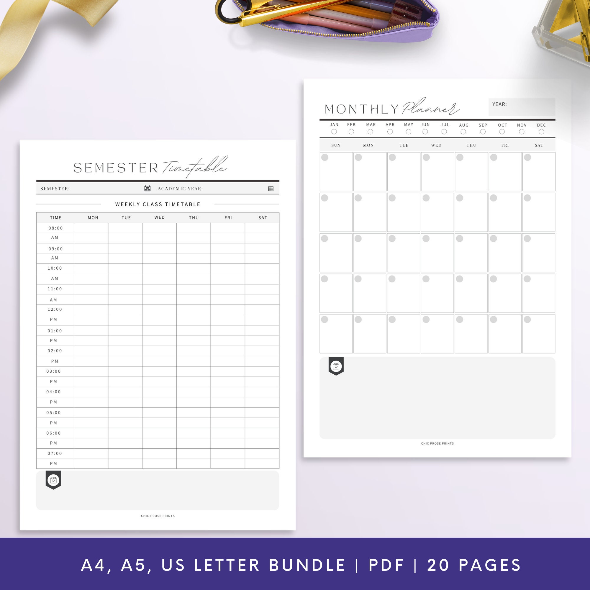 Minimalist Student Planner, Study Planner for College, School Planner ...