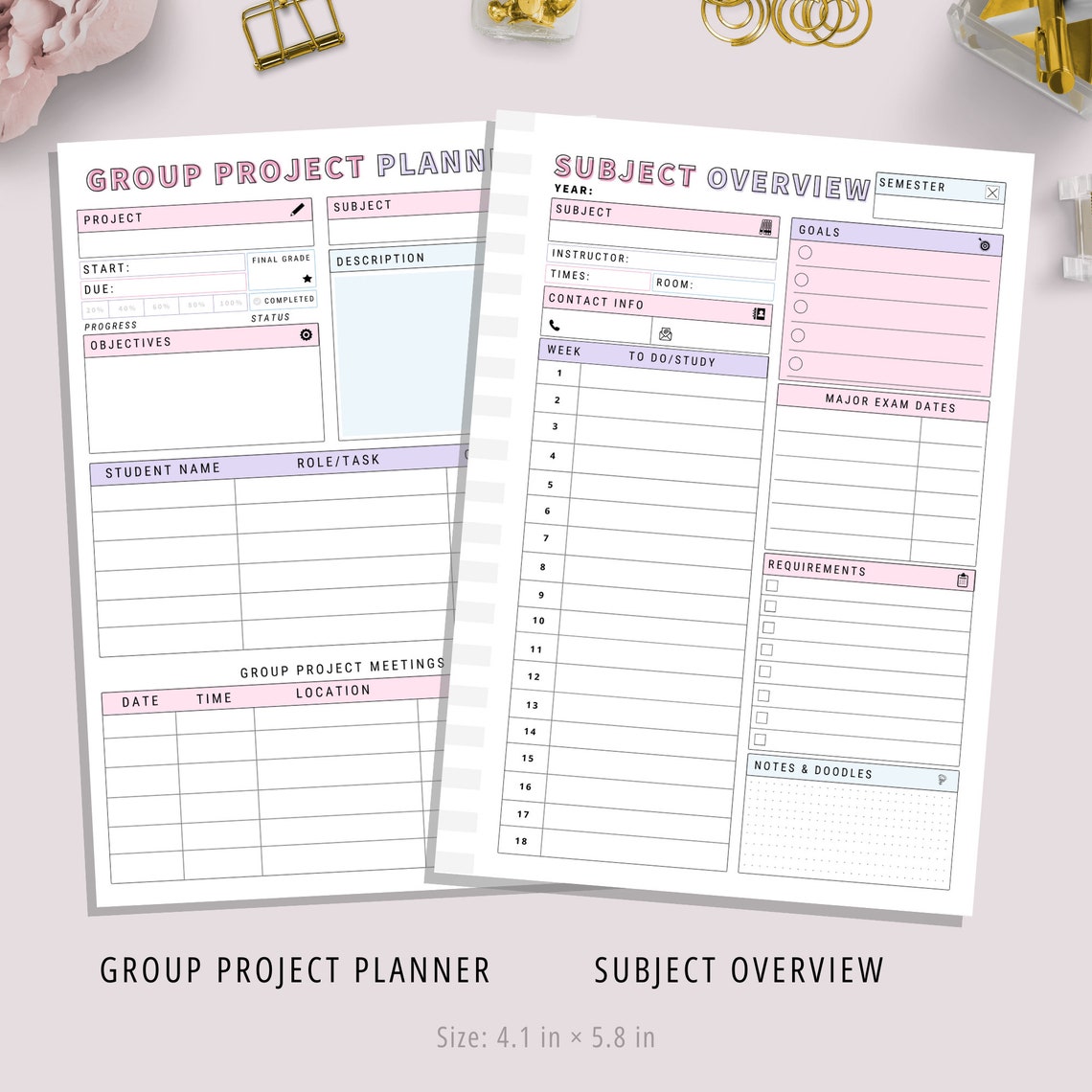 A6, Student Planner Printable , Study Planner, School Planner, College ...