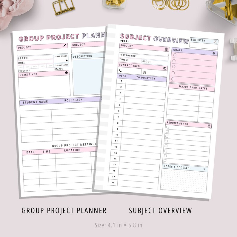 A6, Student Planner Printable , Study Planner, School Planner, College ...