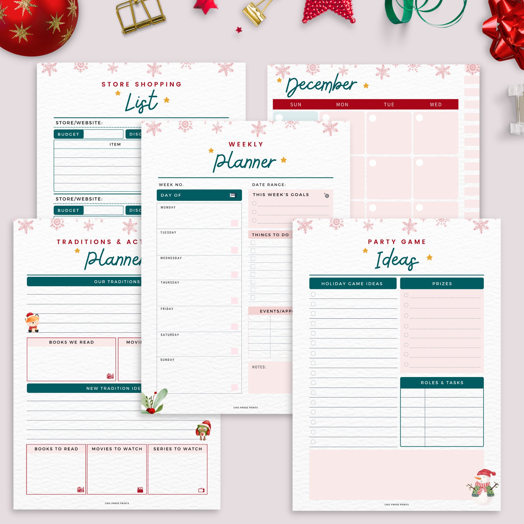 Classic HP Christmas Planner, Holiday Planner, Gift Planner, Christmas ...