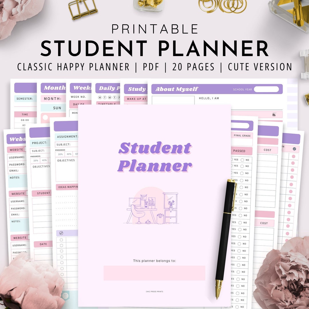 Classic HP Cute Student Planner, Study Planner for College, School ...