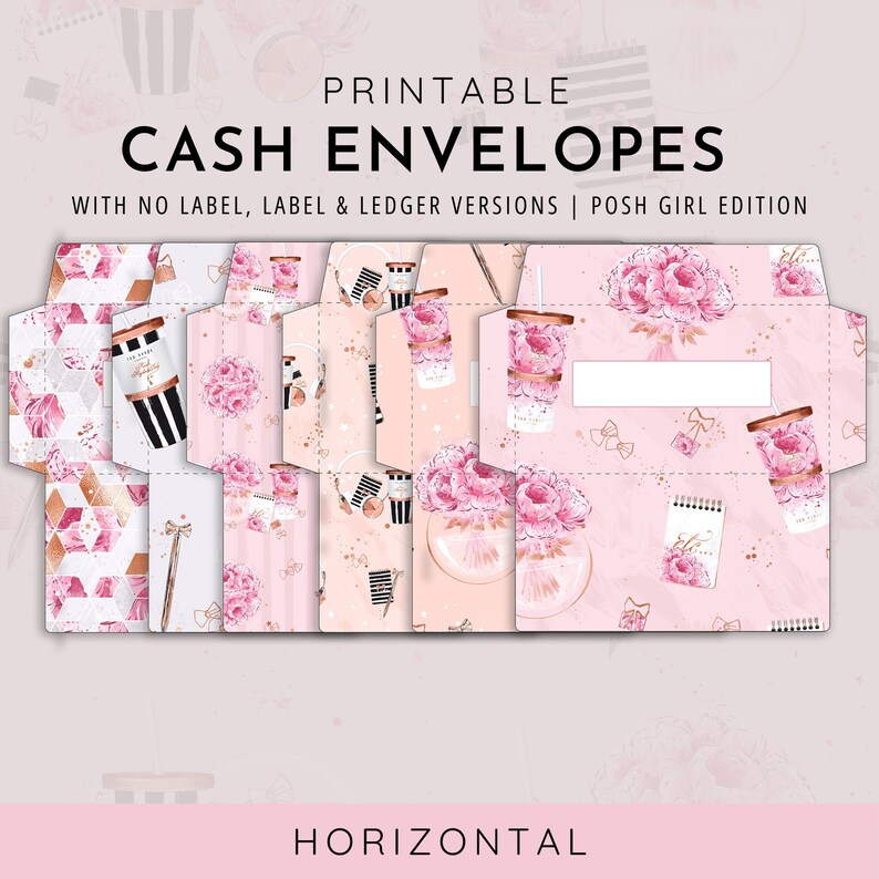 Printable Cash Envelopes Set of 6 Posh Girl Edition Budget | Etsy