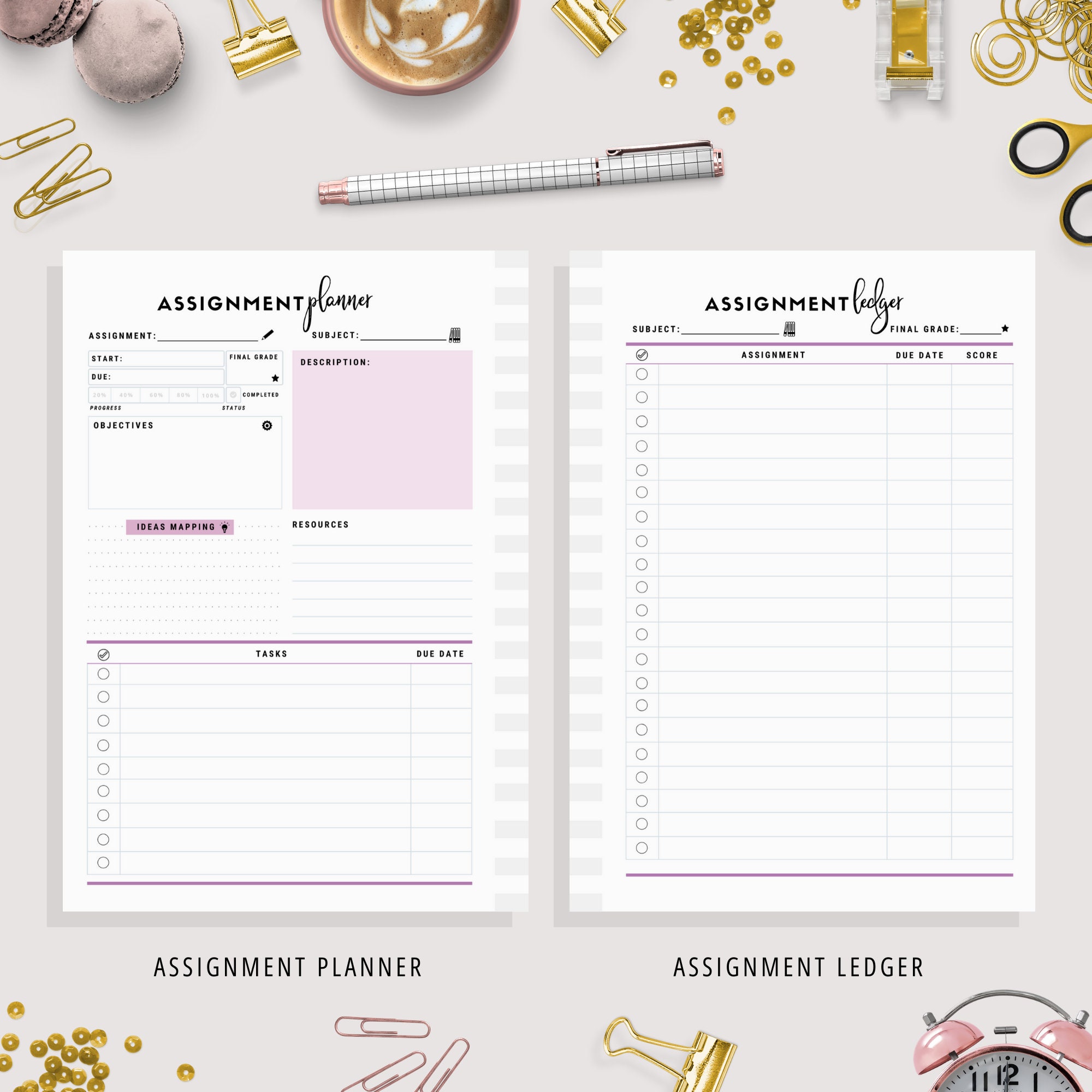A5 Student Planner Printable lavender Study Planner - Etsy