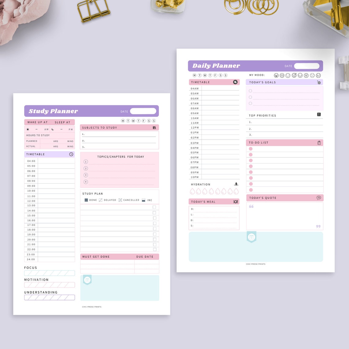 Cute Student Planner, Study Planner for College, School Planner ...