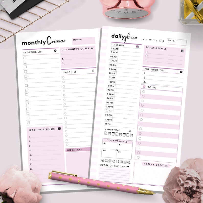 Personal Size Planner Essentials Pink Lavender Planner - Etsy
