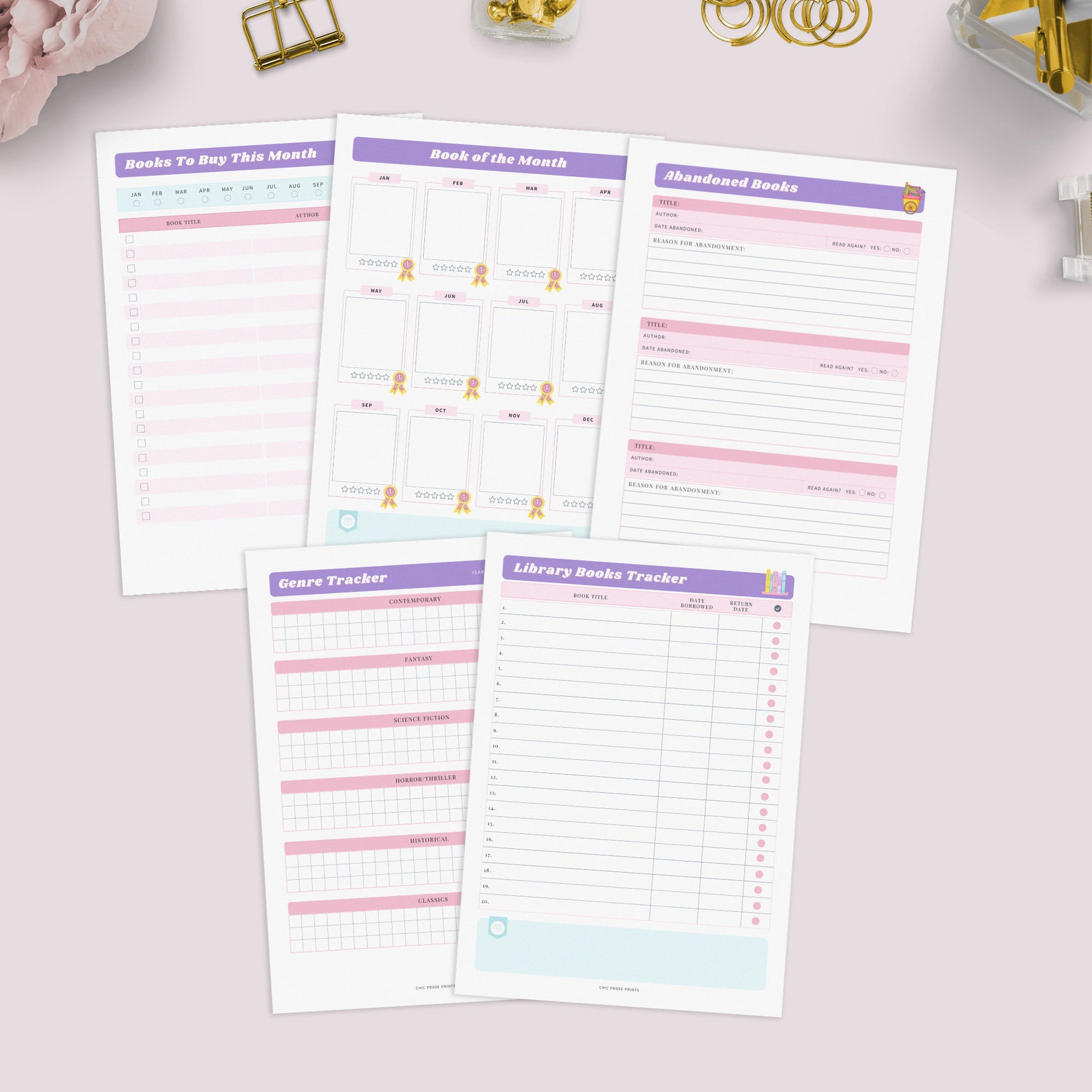 Cute Reading Planner, Reading Tracker, Book Lovers Planner, Book ...