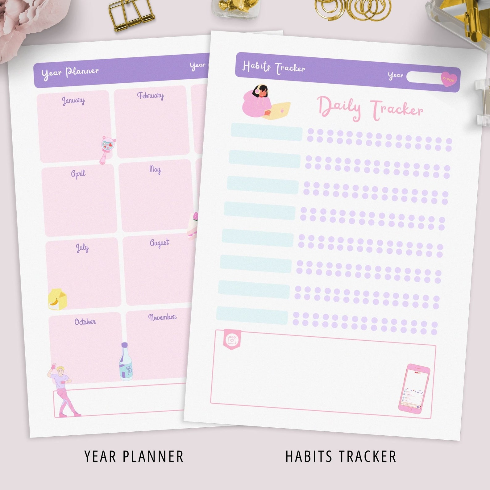 A4, A5, A6, US Letter, Planner Essentials K-pop Edition | Daily Planner ...