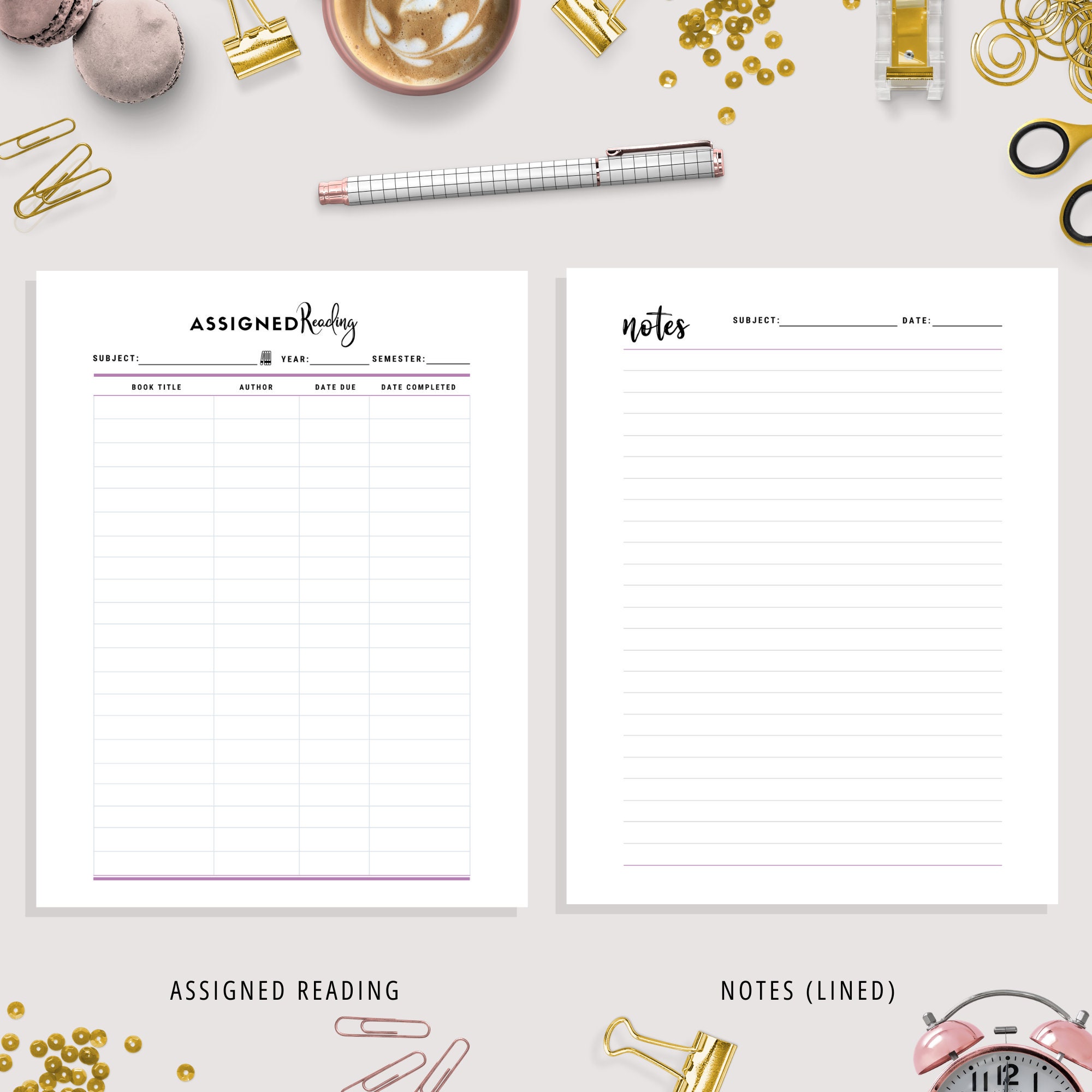 Letter Size Student Planner Printable lavender Study | Etsy Canada
